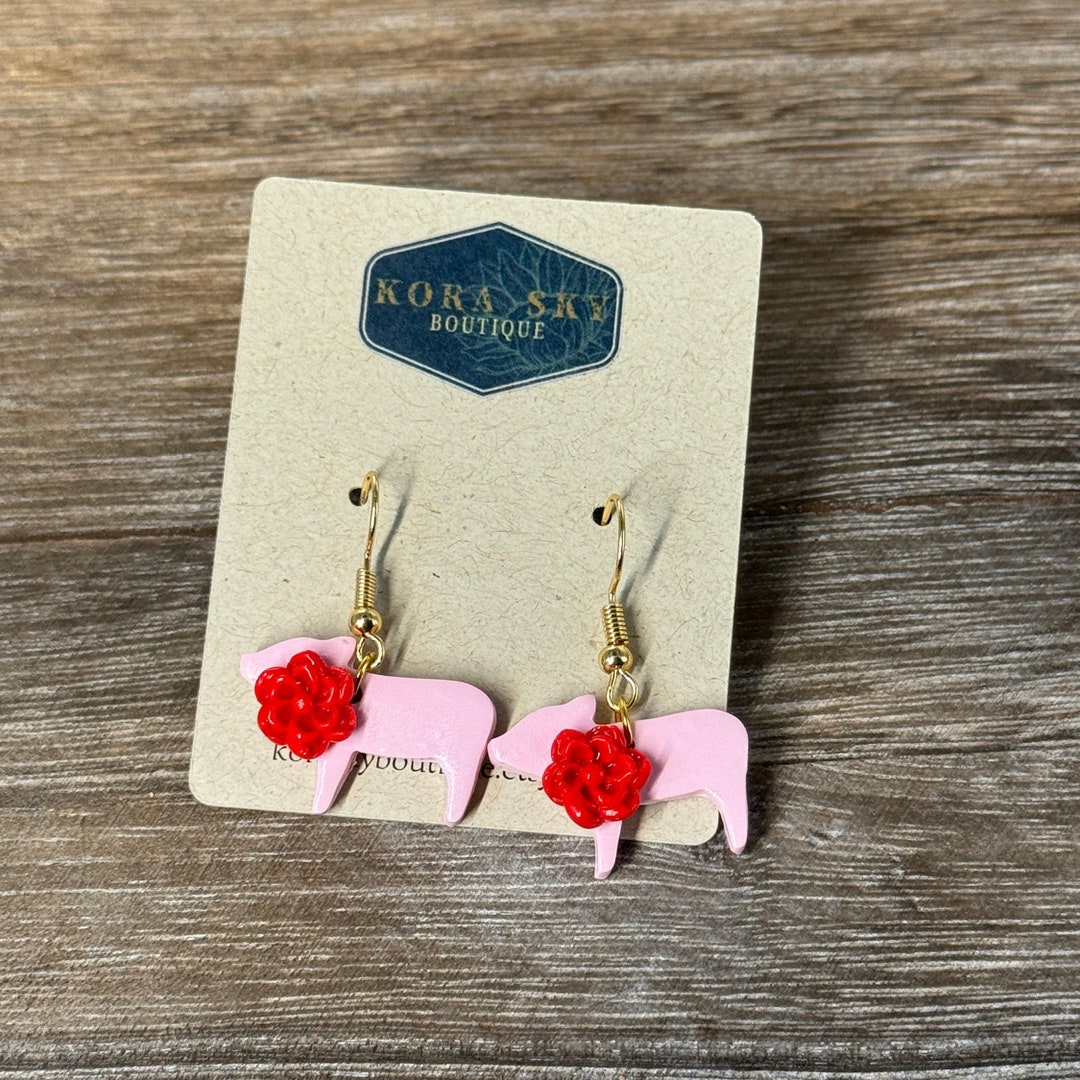 Pink Pig With Heart Dangle - Etsy