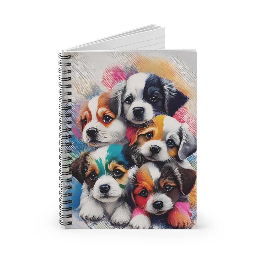 Puppy Collage Journal: Cute Spiral Notebook for Kids, Note Taking ...