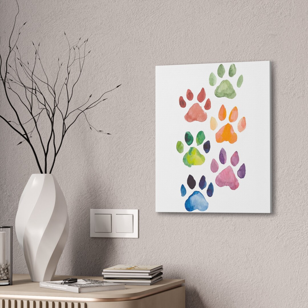 Canvas, Paw Prints, Animal Nursery, Wall Decor, Nursery Decor Girl ...
