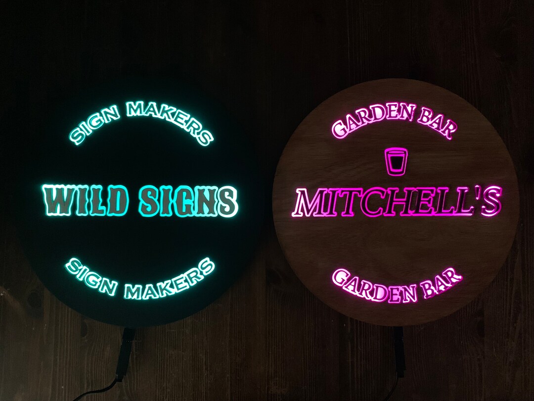Custom LED Sign Logo Sign Wooden Sign Remote Controlled - Etsy