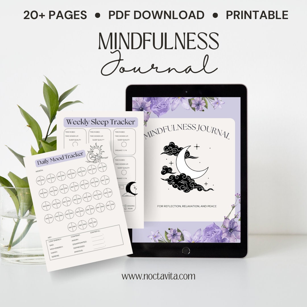 Mindfulness Journal PDF Printable | 20+ Planner, Tracker, Healing Pages ...