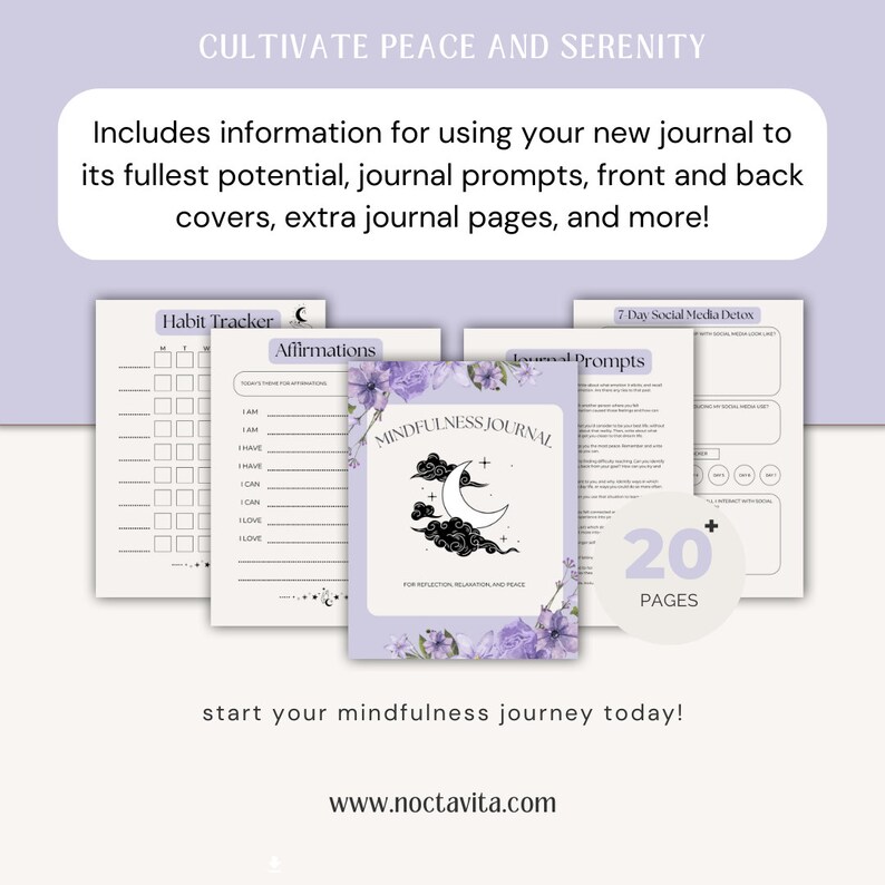 Mindfulness Journal PDF Printable 20 Planner, Tracker, Healing Pages ...