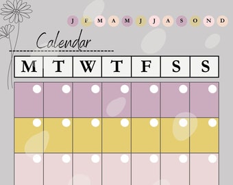 Monthly Digital Calendar PDF Printable - Etsy