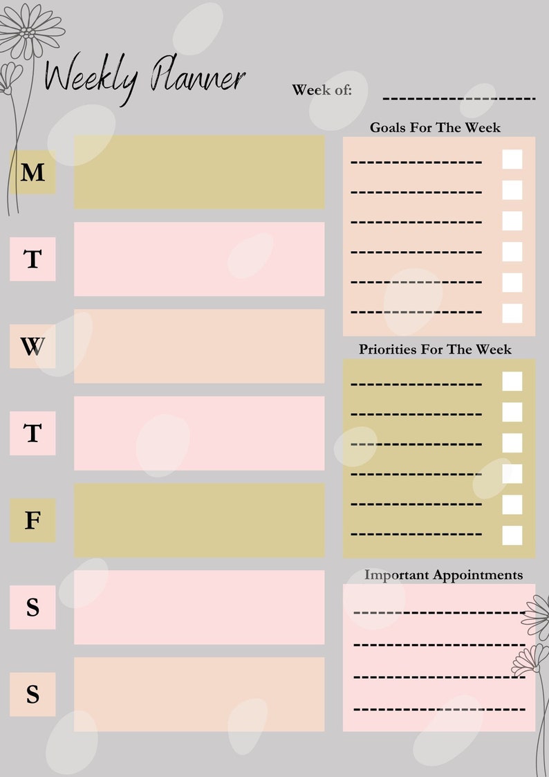 Weekly Planner - Etsy