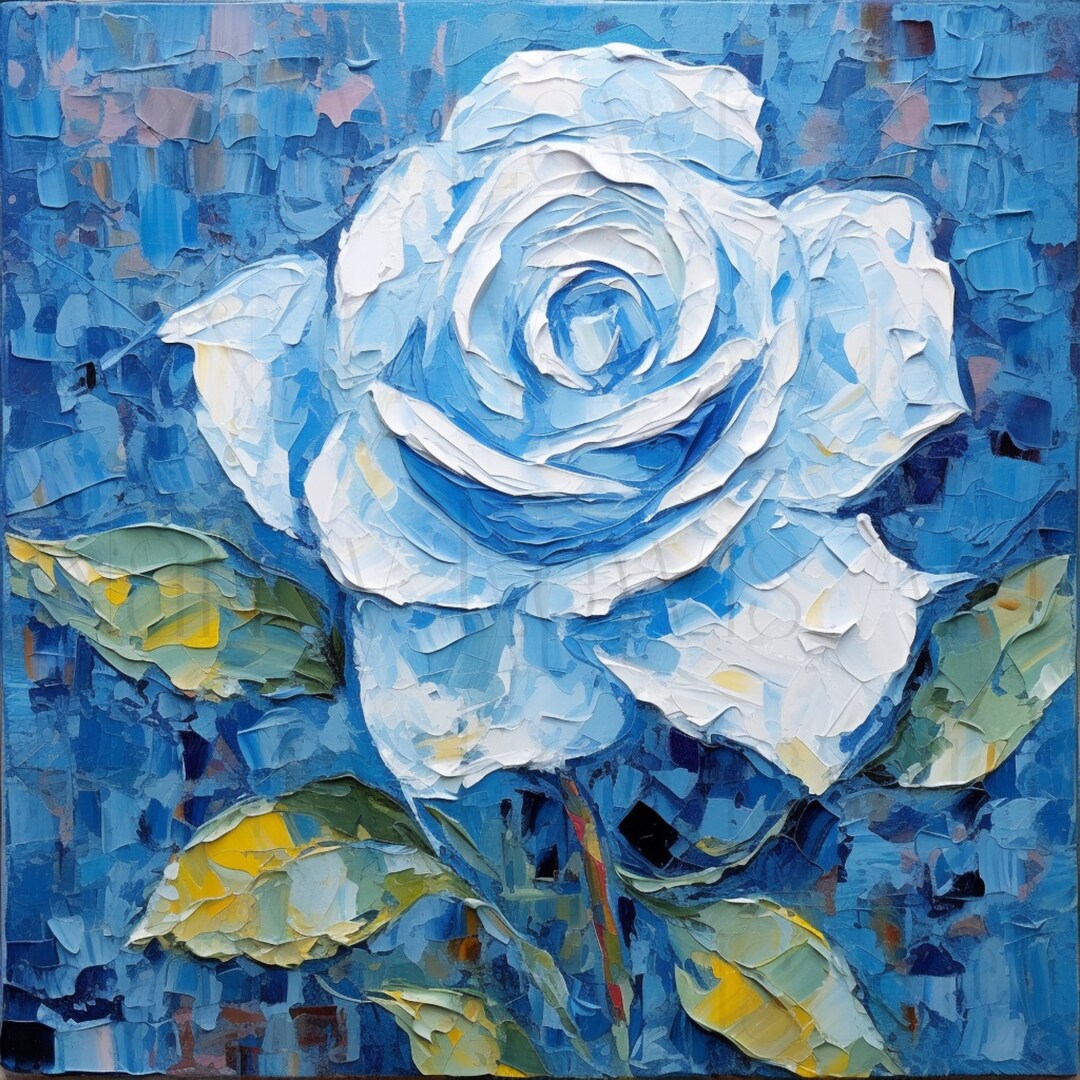 The Blue Rose, Blue Rose Wall Decor, Floral Wall Art, Rose Wall Art ...