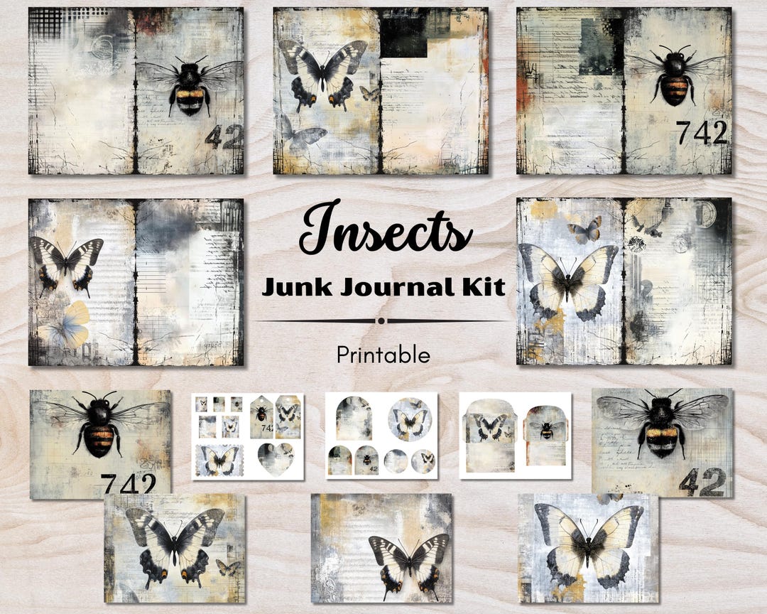 Insect Junk Journal Kit, Printable Journal Pages, Ephemera, Scrapbook ...