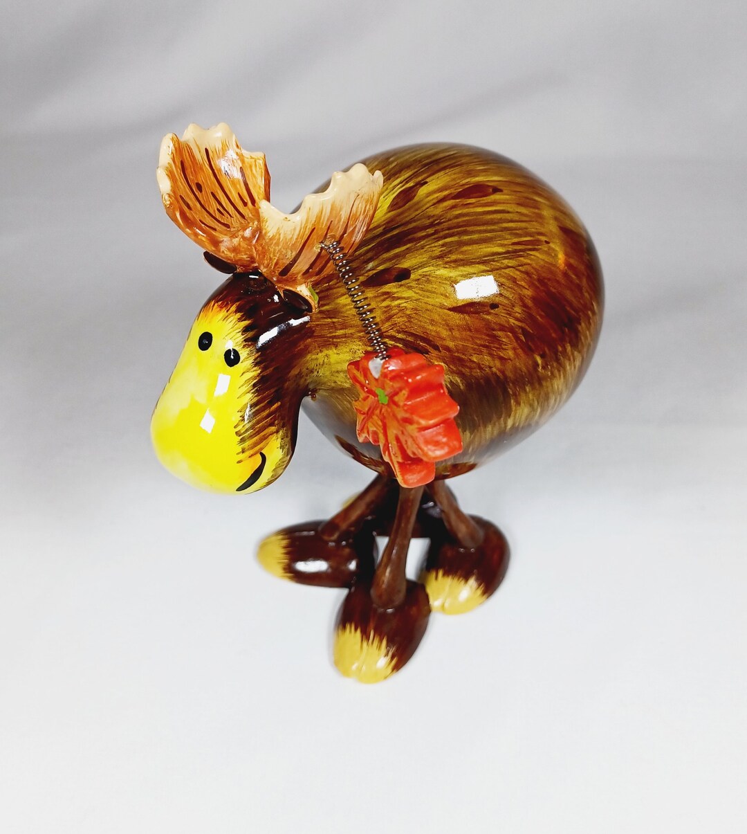 Moose Figurine With Moving Body and Leaf, Animal Figurine, Original ...