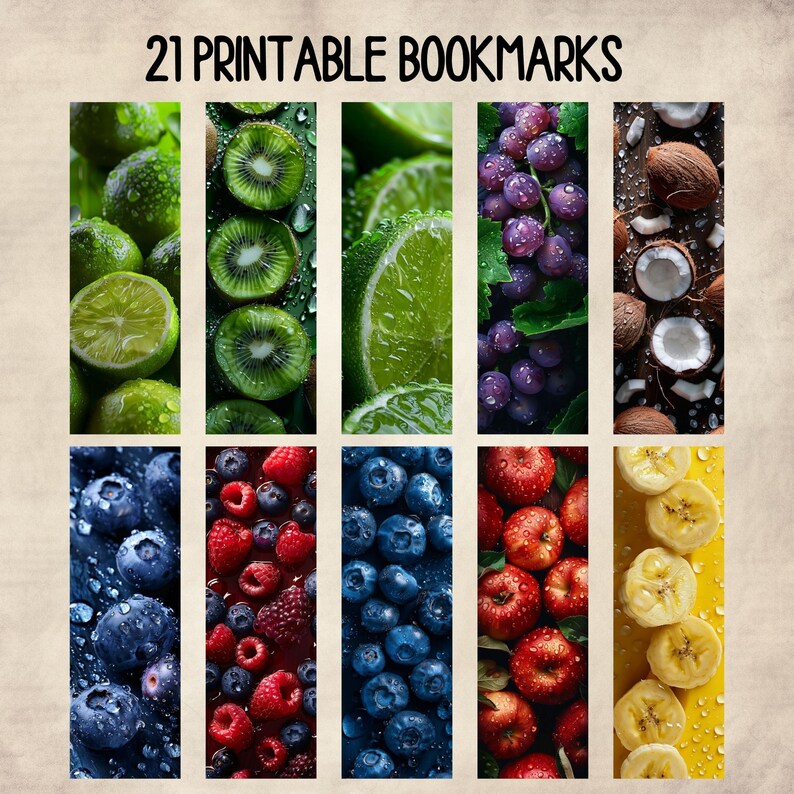21 Fruits Bookmark Printables, High Quality Fresh Fruity Designs, Lemon ...