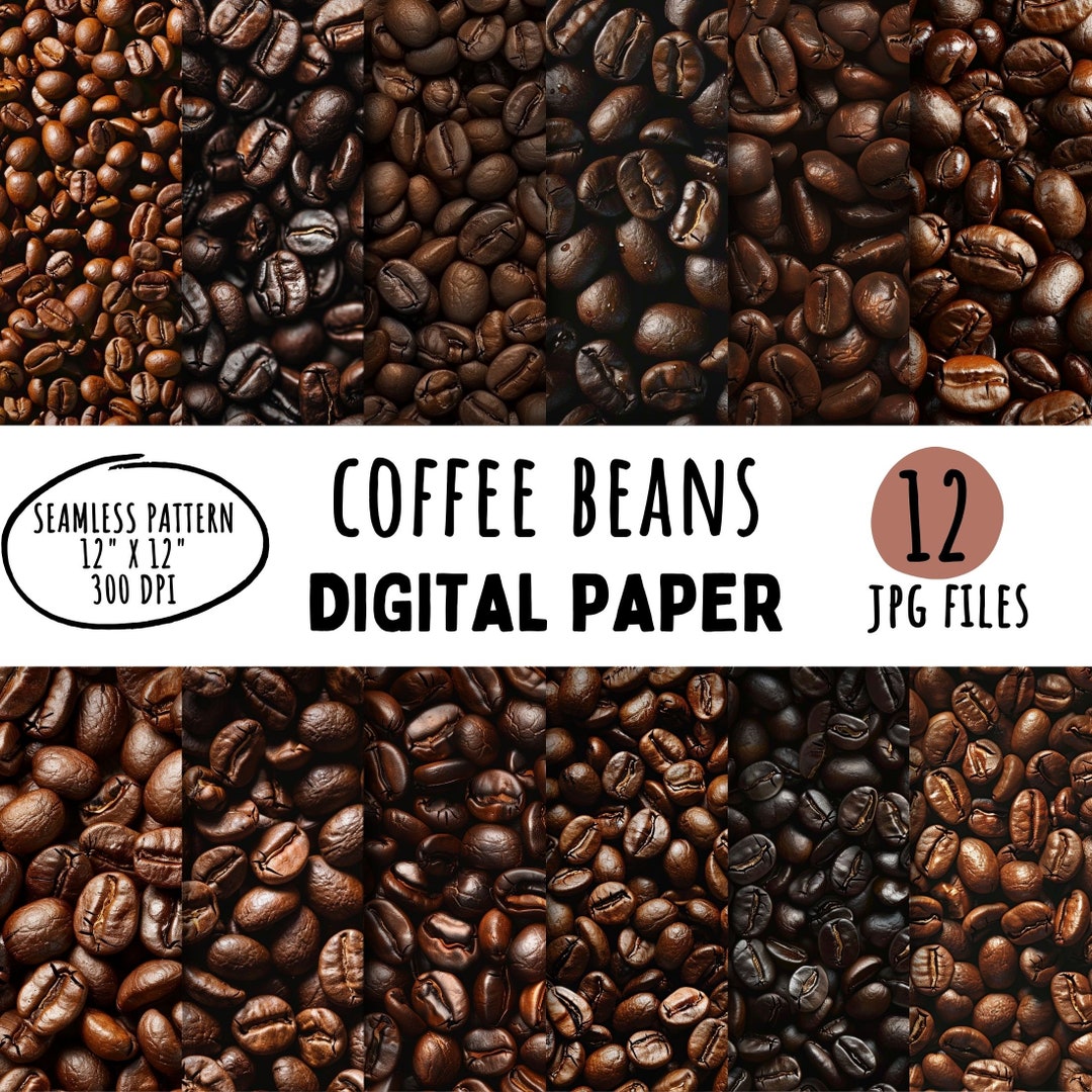 12 Coffee Beans Digital Paper, Food Background, Coffee Lover Digital ...