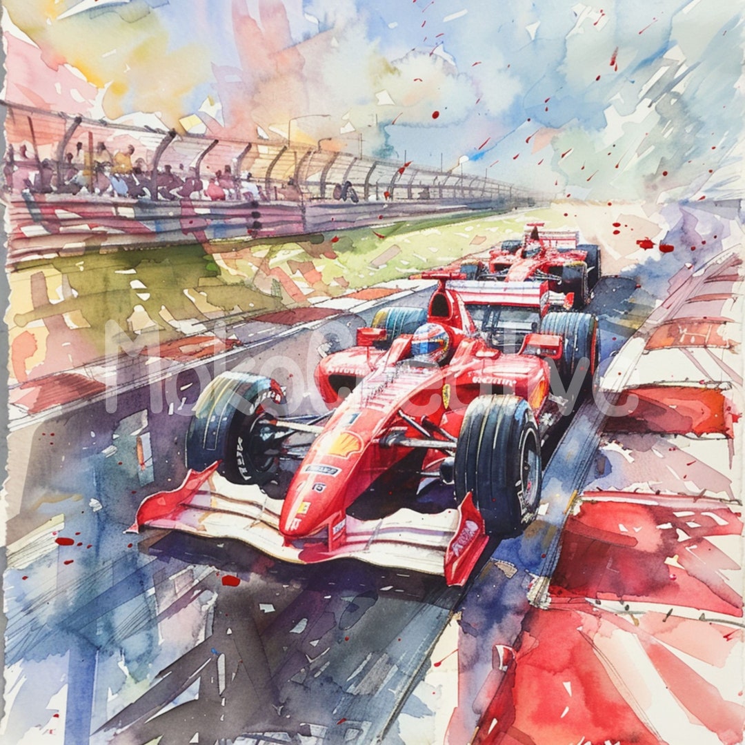 20 High Quality Racecar Designs, Watercolor Retro Racing, Race Track ...