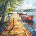 12 High Quality Lake Pier Designs JPG, Watercolor Summer Lake View ...
