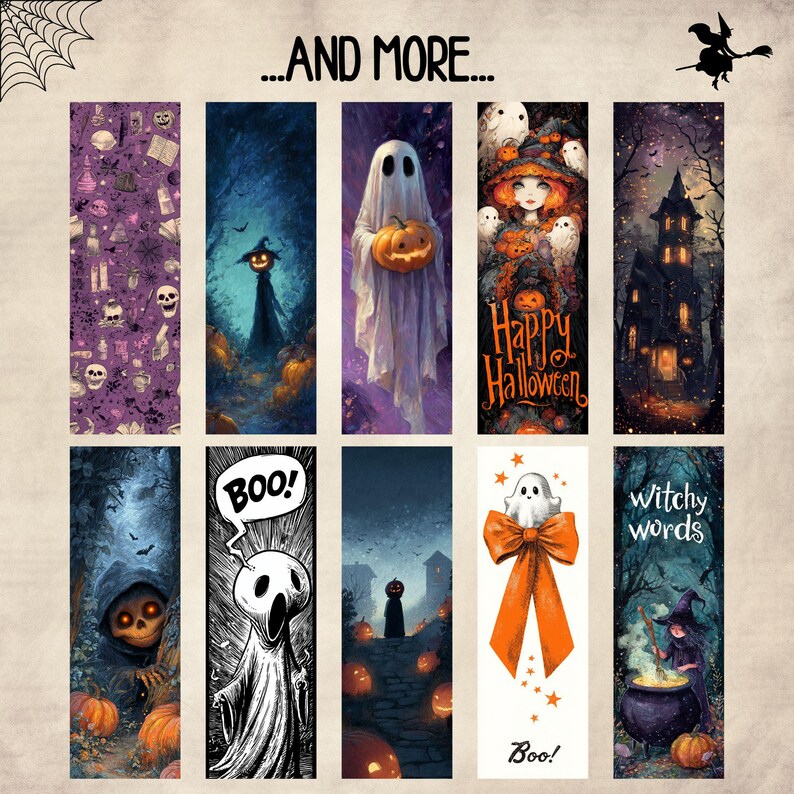 165+ Halloween Printable Bookmarks Bundle, Spooky Designs, Witches ...
