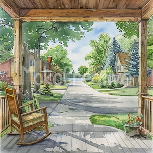 Porch View Watercolor Art Prints: Retro House Designs (digital Download ...