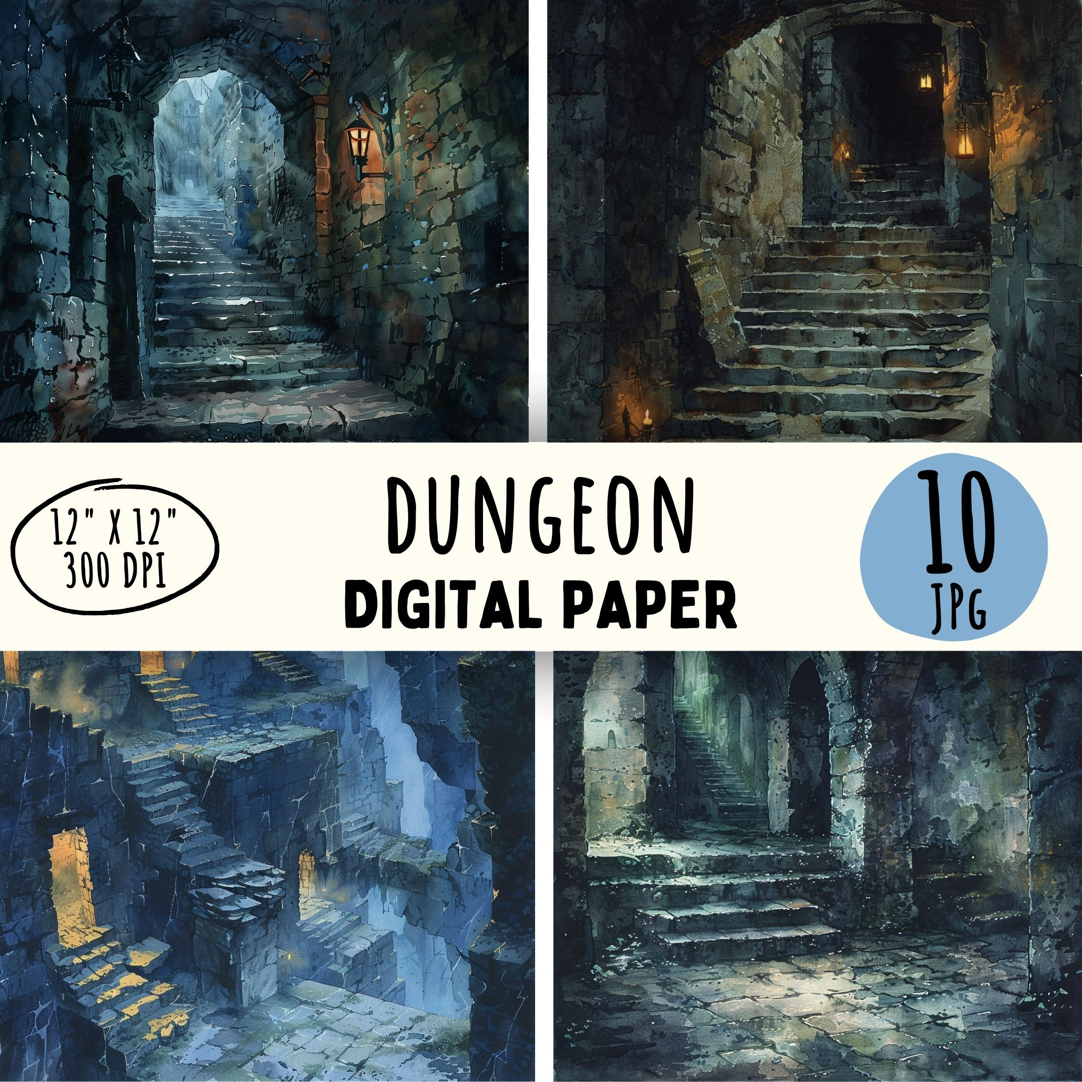 10 High Quality Dungeon Designs, Watercolor Medieval Castle, Dark ...