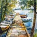 12 High Quality Lake Pier Designs JPG, Watercolor Summer Lake View ...