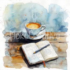 14 High Quality Coffee and Planner Designs, Watercolor Summer Coffee ...