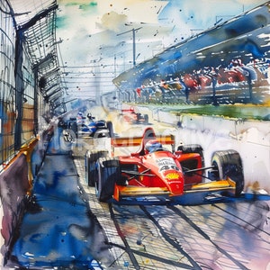 20 High Quality Racecar Designs, Watercolor Retro Racing, Race Track ...