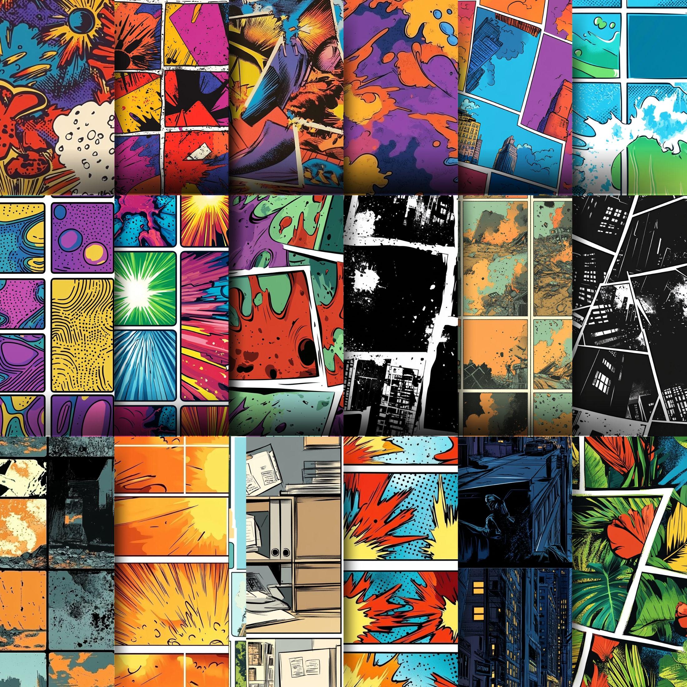 53 Comic Book Digital Papers: Seamless Superhero Patterns (commercial ...