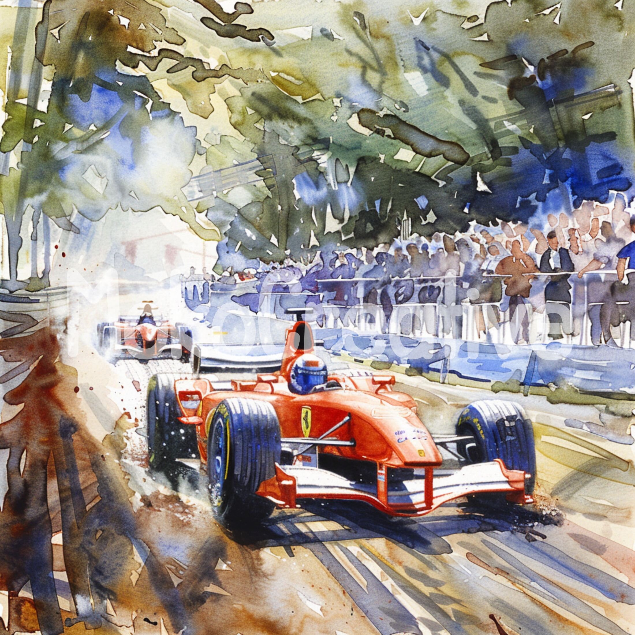 Watercolor Racecar Art Prints: Retro Racing Designs (digital Download ...