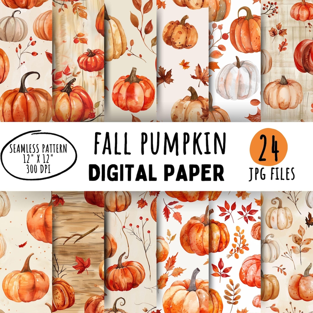 Fall Pumpkin Digital Paper: Autumn Clipart Patterns (digital Download ...