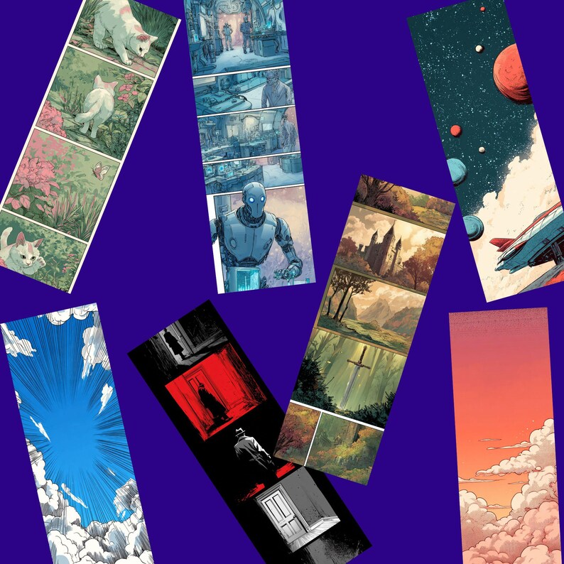 Comic Bookmarks 48 PNG, Pop Art Bookmark Set, Retro Comic Style, Cool ...