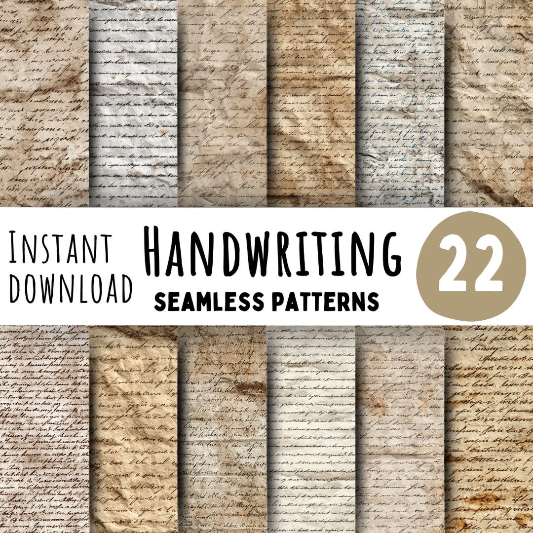 Handwriting Texture Digital Paper Pack: Vintage Scrapbook Backgrounds ...