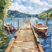 12 High Quality Lake Pier Designs JPG, Watercolor Summer Lake View ...