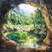 16 High Quality Cave Entry Landscape Designs, Watercolor Scenery ...
