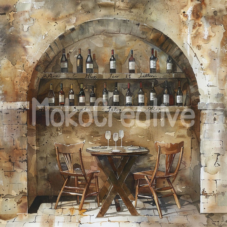 12 High Quality Wine Cellar Designs, Watercolor Summer Wine Shelf ...