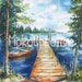12 High Quality Lake Pier Designs JPG, Watercolor Summer Lake View ...
