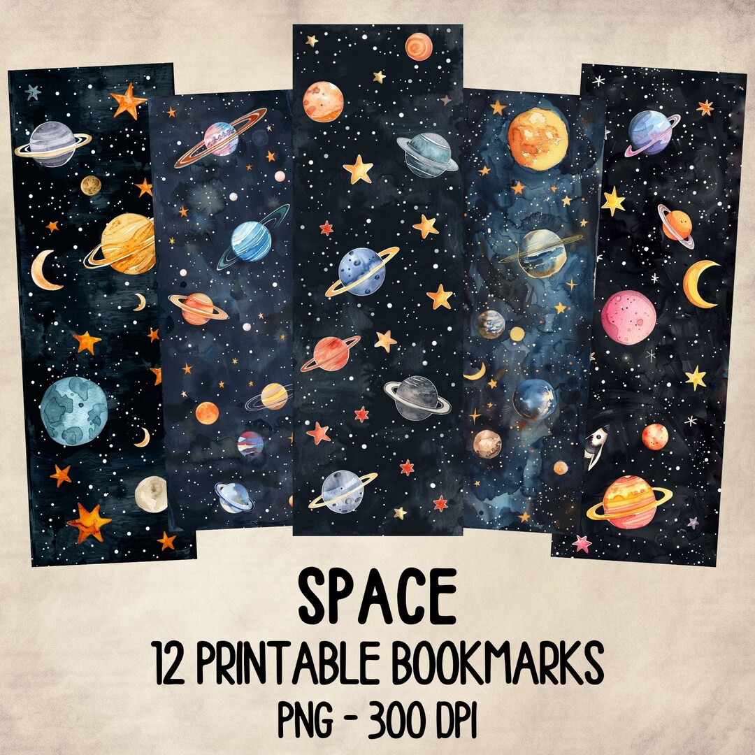 Watercolor Outer Space Bookmarks: Planets & Stars (digital Print) - Etsy
