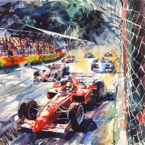 Watercolor Racecar Art Prints: Retro Racing Designs (digital Download ...