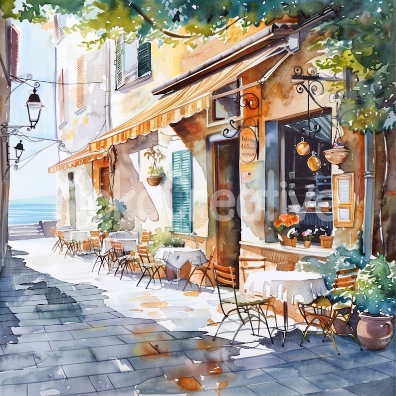 12 High Quality Italian Café Designs JPG, Watercolor Summer Italy Wall ...