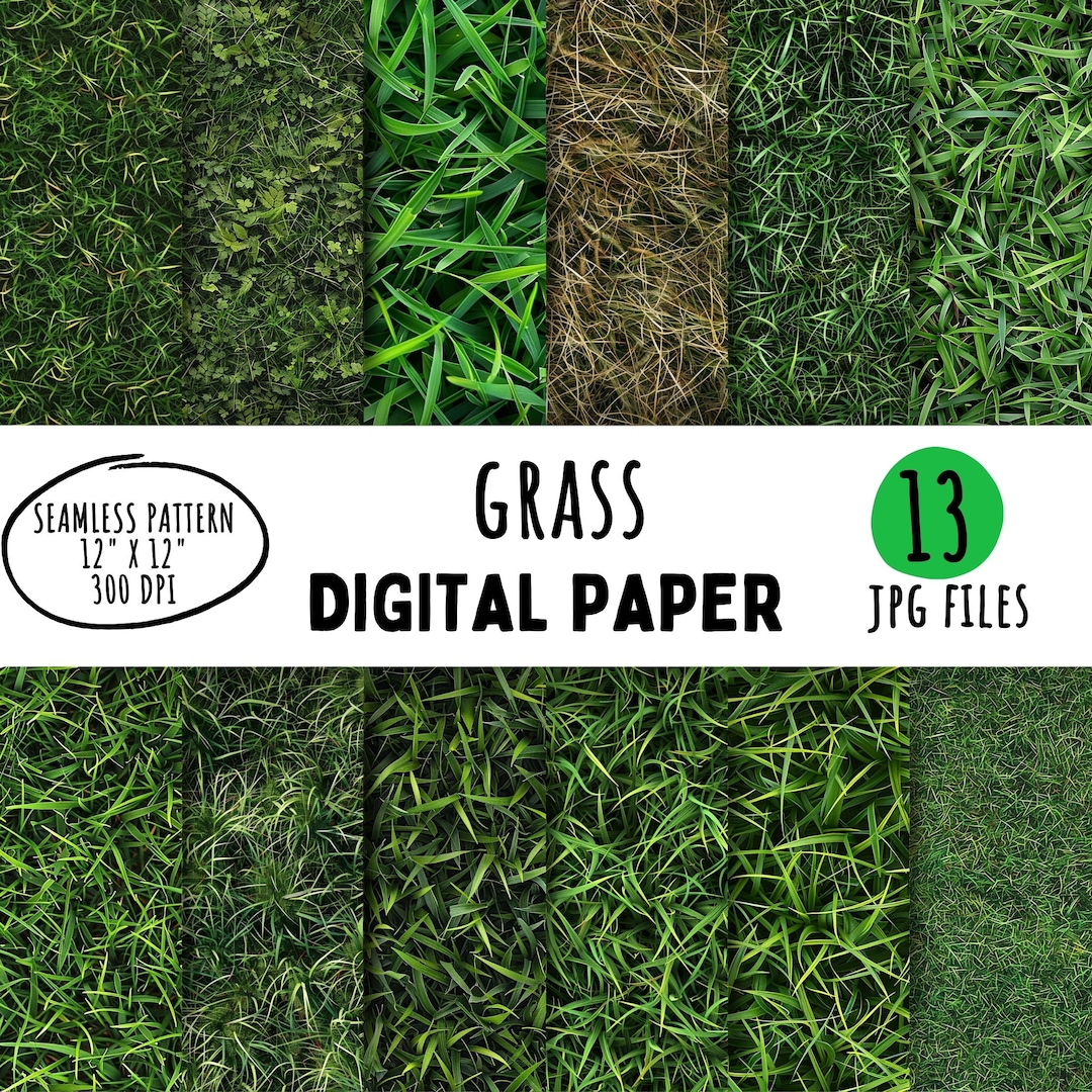 13 Grass Digital Papers, Seamless Summer Grass Field Pattern, Football ...