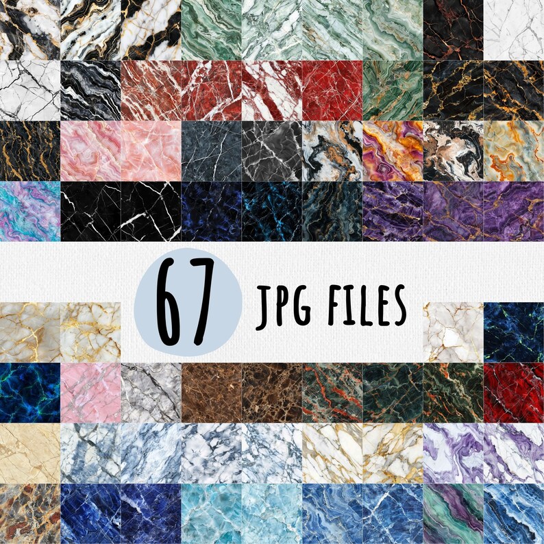 67 Marble Texture Digital Papers: Seamless Stone Patterns (commercial ...