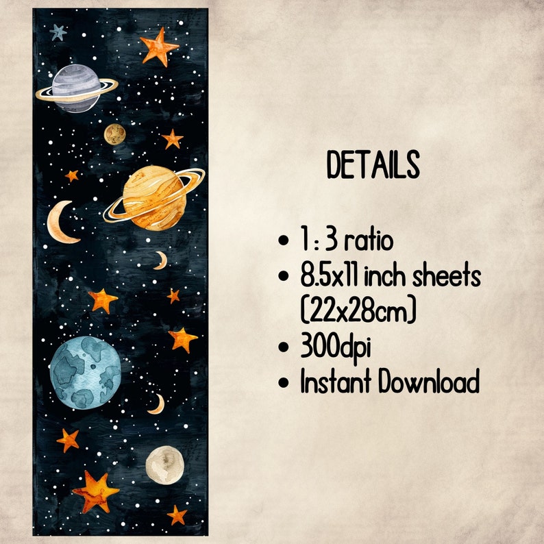Watercolor Outer Space Bookmarks: Planets & Stars (digital Print) - Etsy