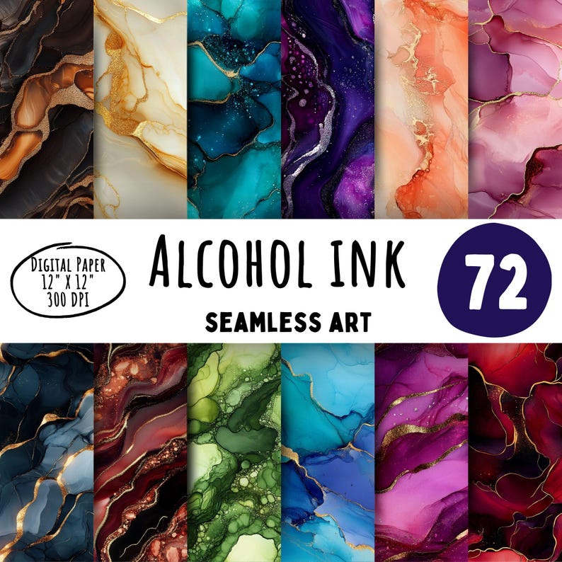 72 Alcohol Ink Digital Papers: Abstract Art Backgrounds (instant ...