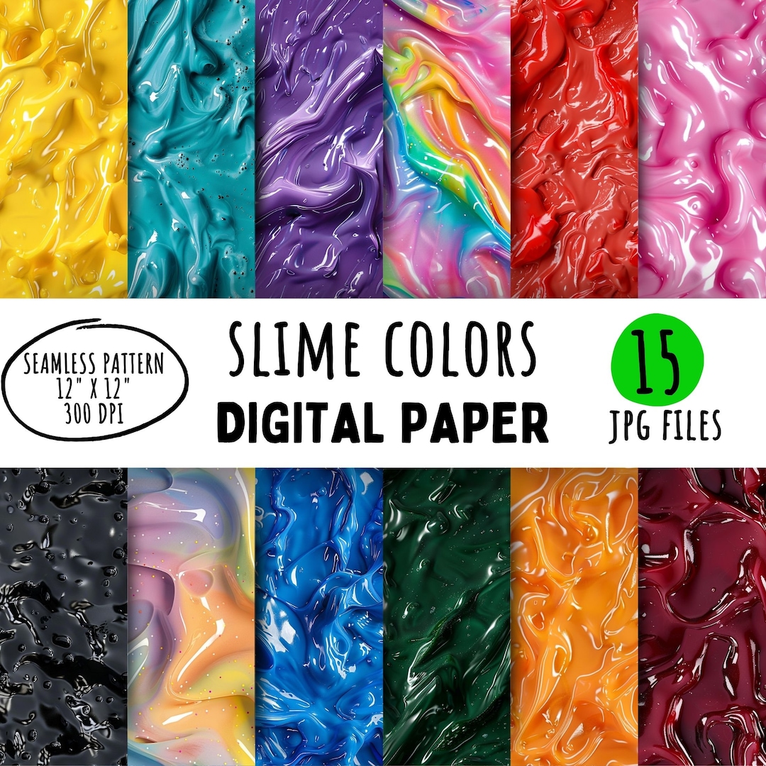 15 Slime Colors Digital Papers, Fundo colorido cremoso, Padrão luminoso ...