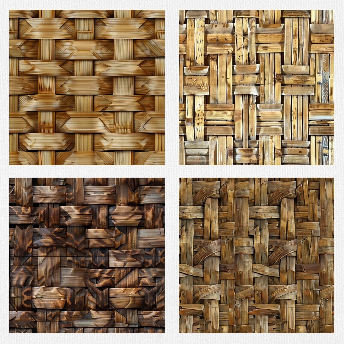14 Woven Wood Digital Papers, Woven Bamboo Texture, Wood Handscraft ...
