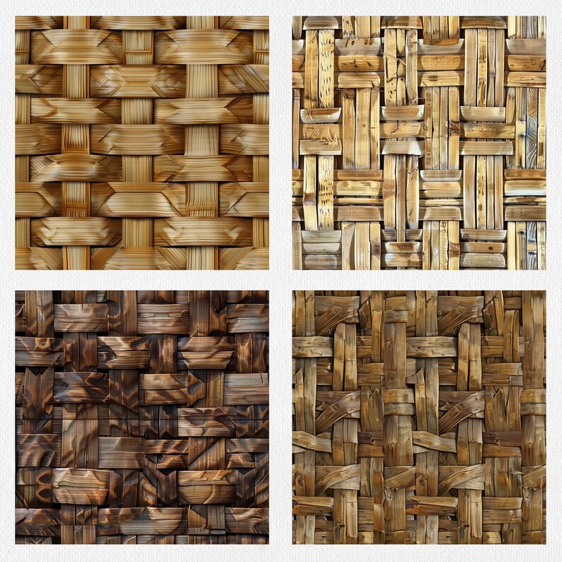 14 Woven Wood Digital Papers, Woven Bamboo Texture, Wood Handscraft ...