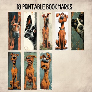 Funny Dog Bookmark Printables: Watercolor Caricatures (digital Download ...