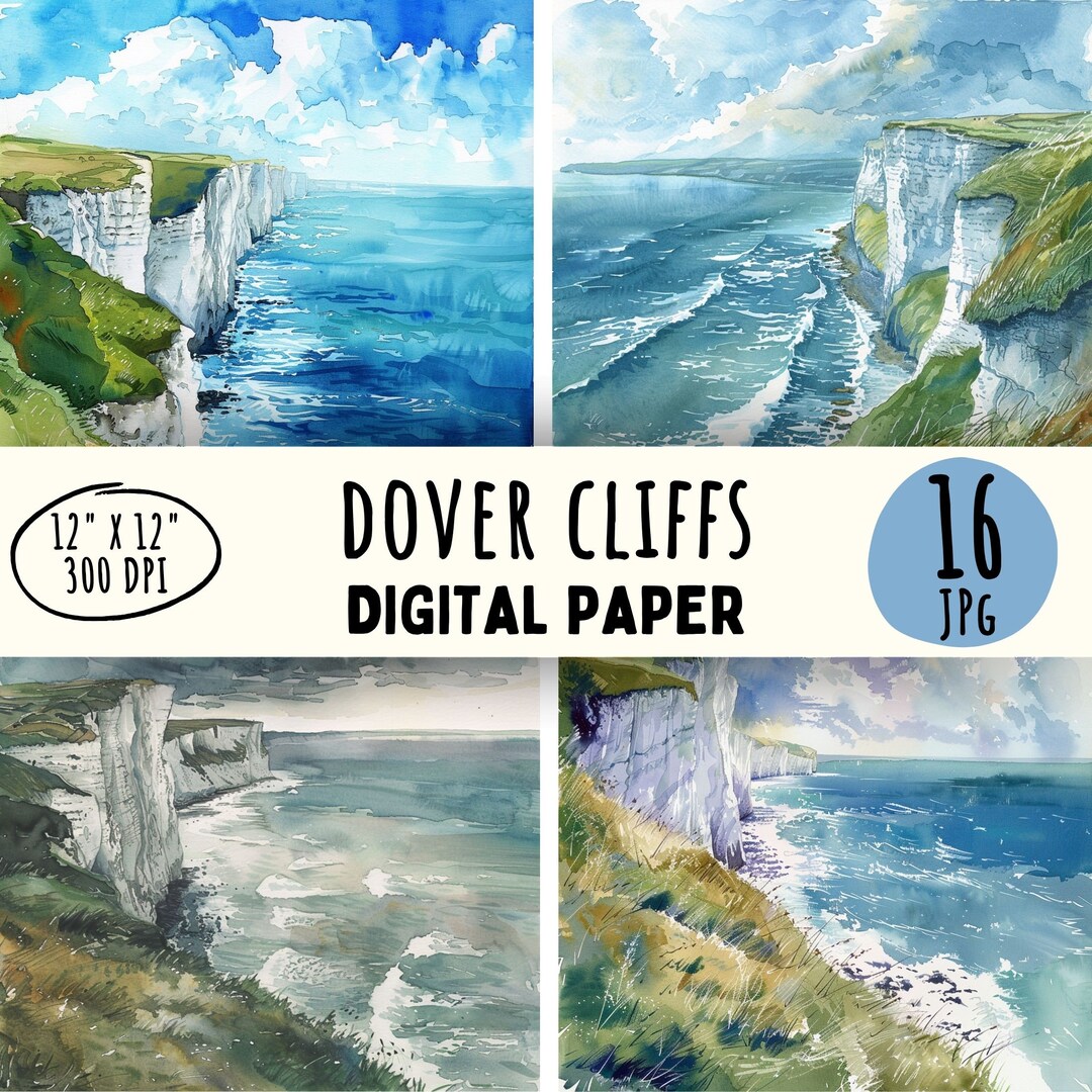 16 High Quality White Cliffs of Dover Designs, Watercolor Ocean Cliff ...