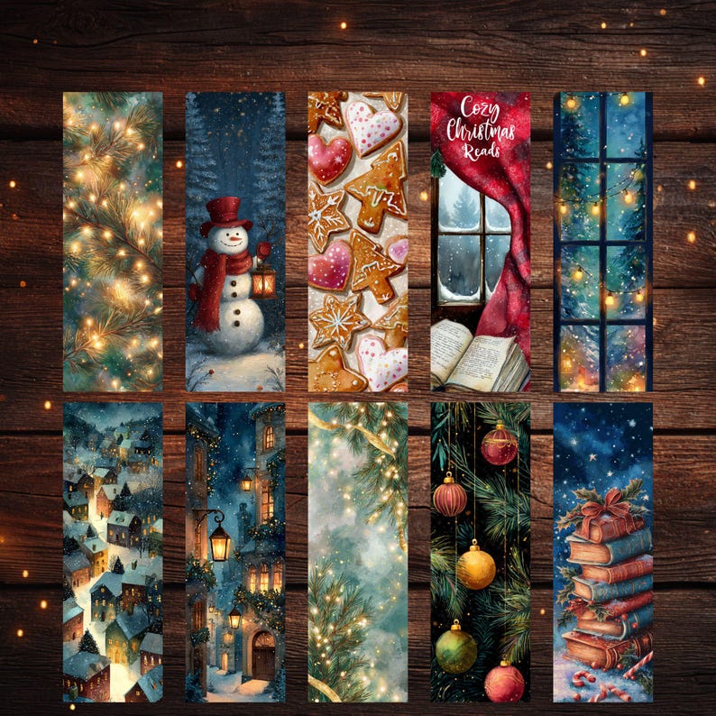 Christmas Bookmarks Bundle – 84 PNG Holiday Clipart, Winter Reading ...