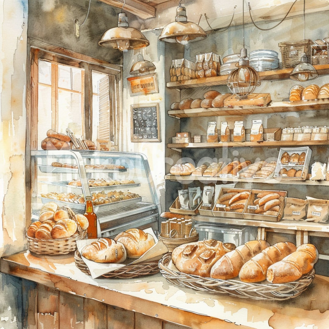 14 High Quality Old Bakery 2 Designs, Watercolor Pastry Shop, Bread ...