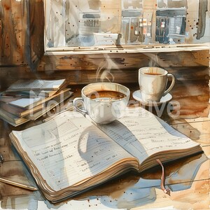 14 High Quality Coffee and Planner Designs, Watercolor Summer Coffee ...