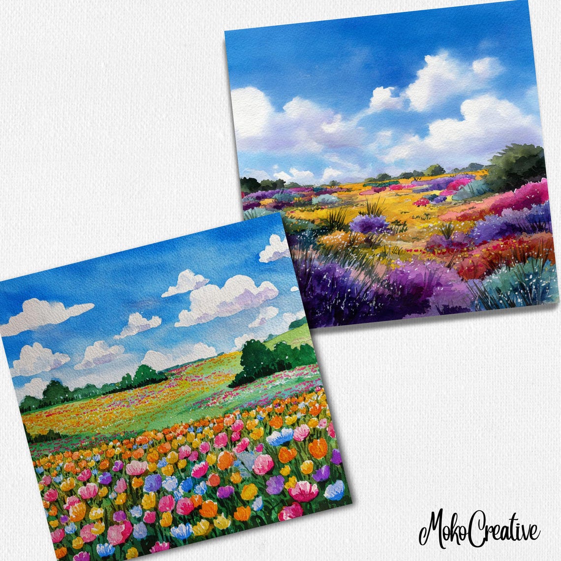 Watercolor Flower Field Clipart: Summer Floral Meadow (instant Download ...