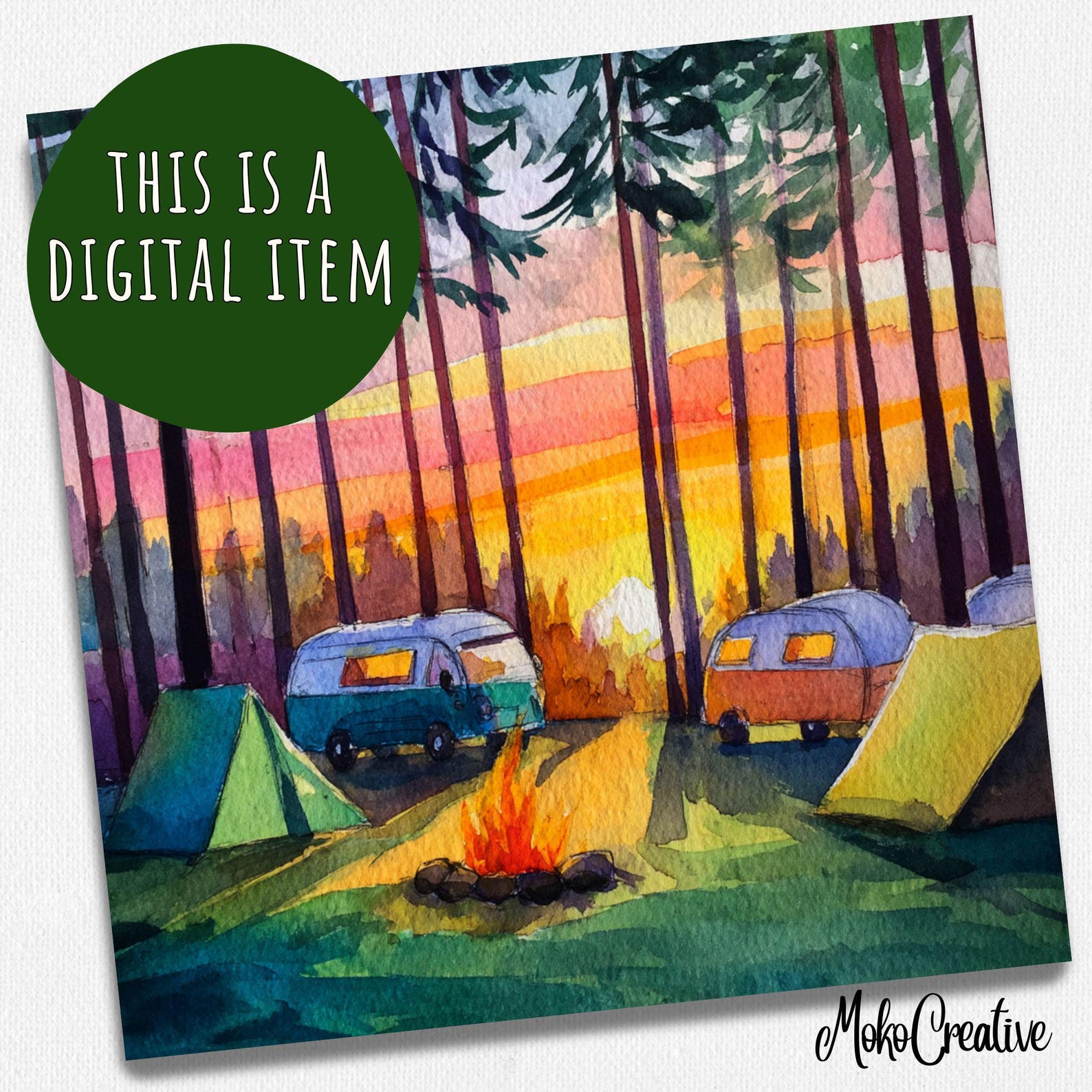 Summer Camp Watercolor Clipart: Forest Tent Scenes (digital Print) - Etsy