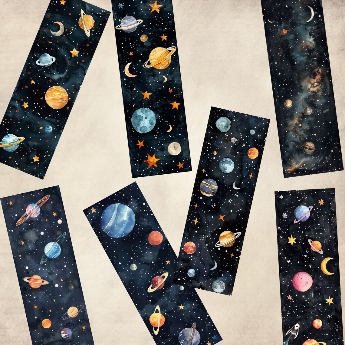 Watercolor Outer Space Bookmarks: Planets & Stars (digital Print) - Etsy