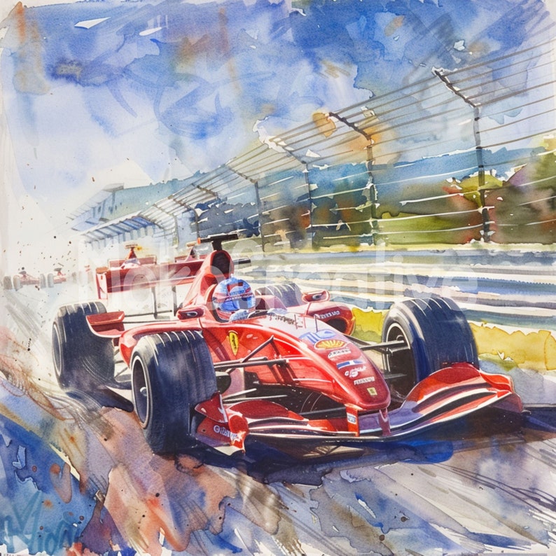 20 High Quality Racecar Designs, Watercolor Retro Racing, Race Track ...