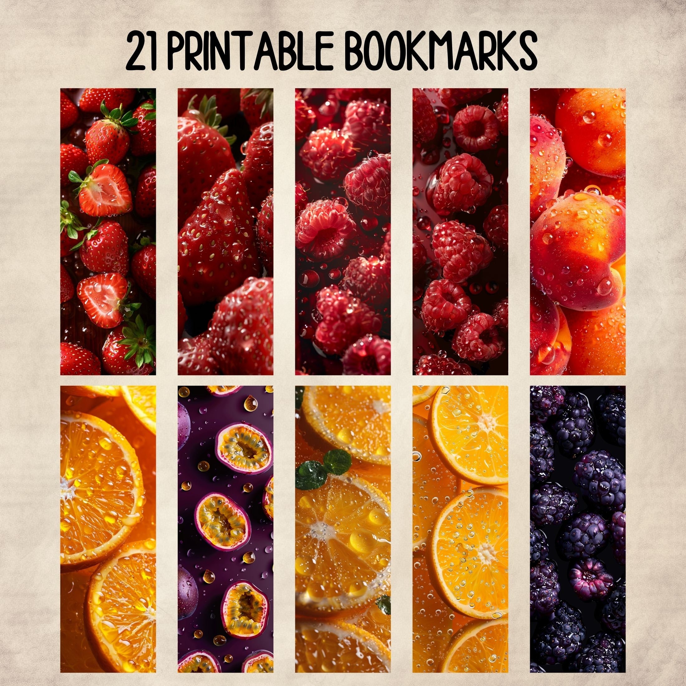21 Fruits Bookmark Printables, High Quality Fresh Fruity Designs, Lemon ...